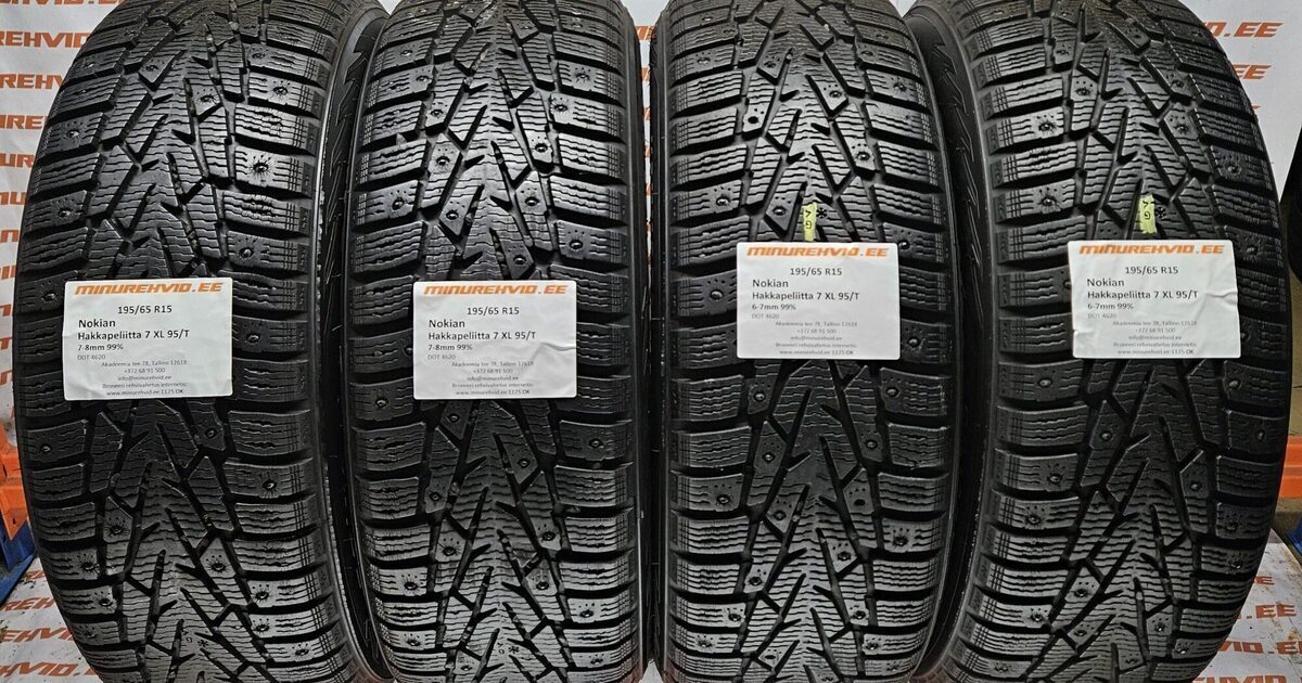 Used studded tire 195/65R15 Nokian Hakkapeliitta 7 XL 95/T