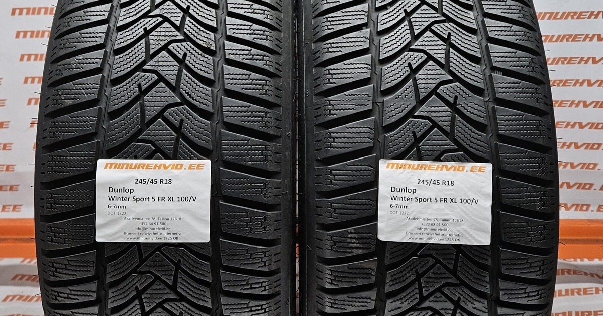 Used studless winter tire 245/45R18 Dunlop Winter Sport 5 FR XL 100/V