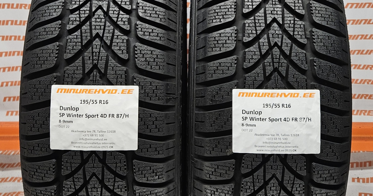 Used studless winter tire 195/55R16 Dunlop SP Winter Sport 4D FR 87/H