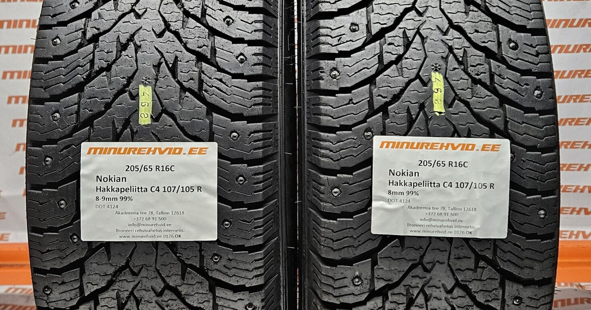 Подержанный шипованная шина 205/65R16 Nokian Hakkapeliitta C4 107/105
